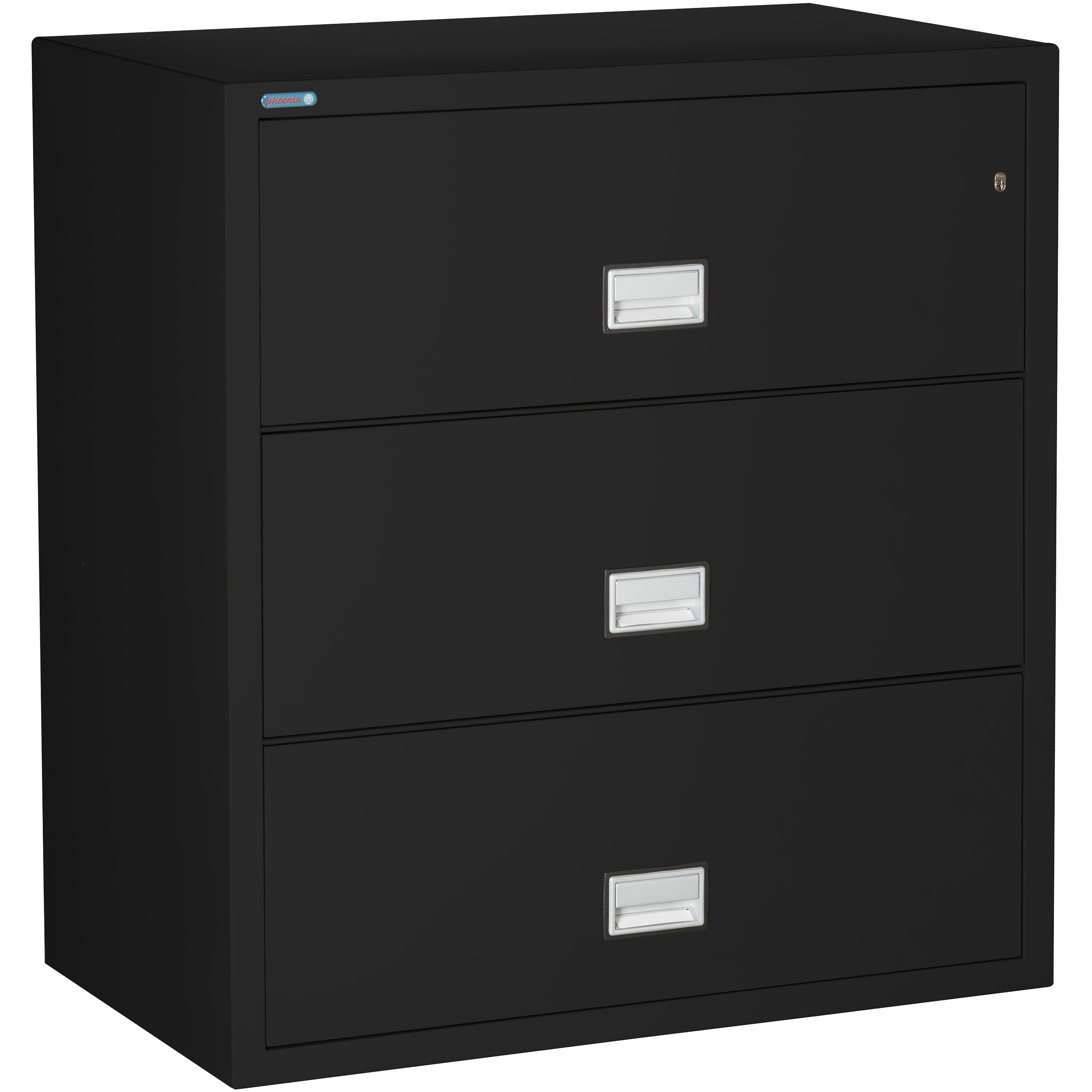Phoenix Safe Lateral 38 inch 3 Drawer Fireproof File Cabinet with Key Lock Water Seal Putty LAT3W38P